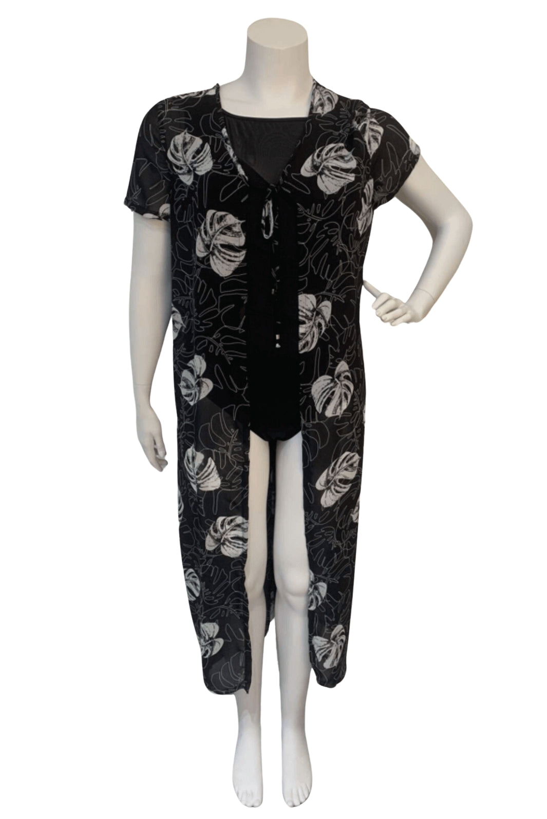 Cache-Maillot Jungle Fever Long Taille Plus (Imprimé Noir & Blanc) de