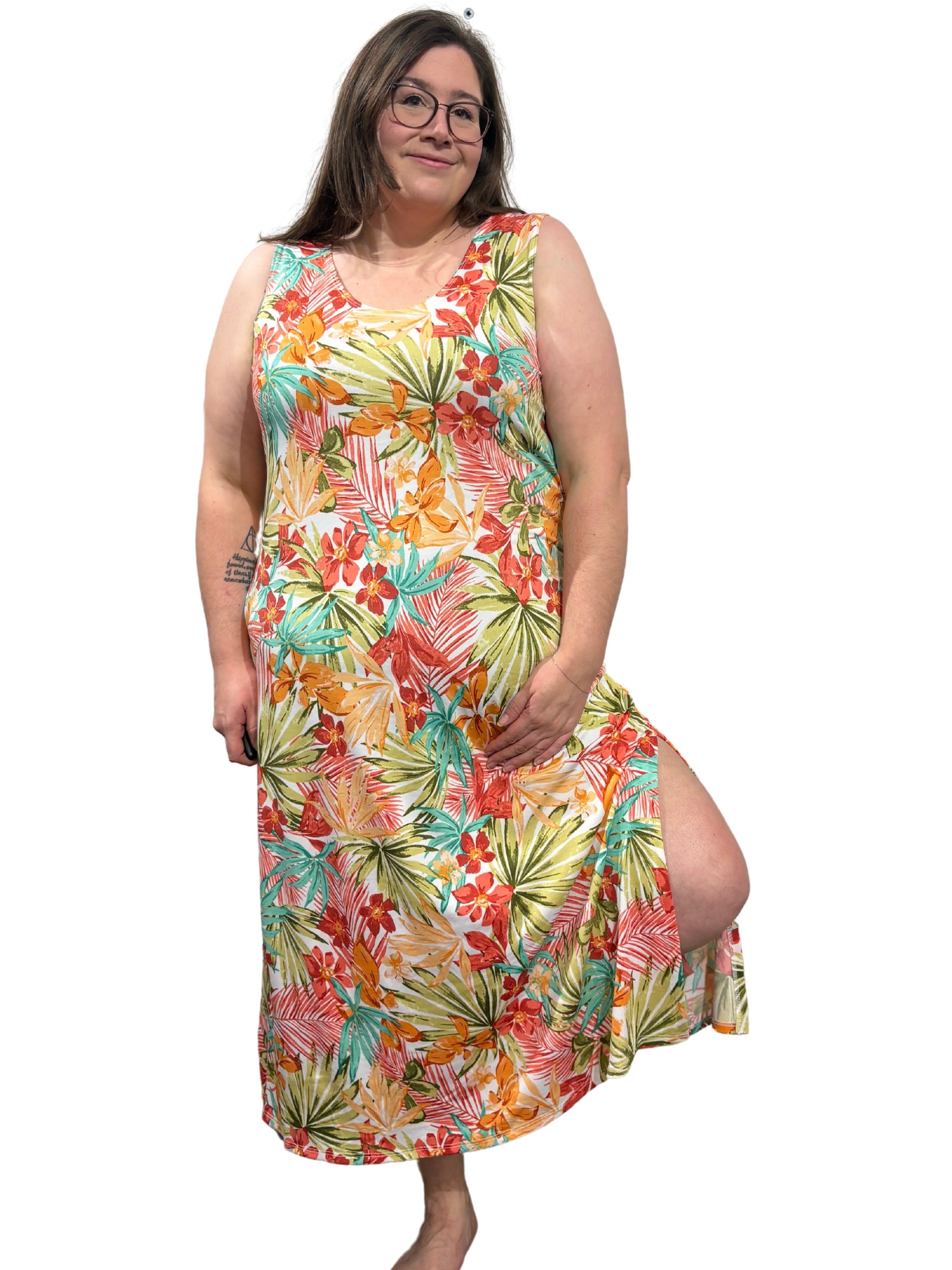Cache-Maillot Garden Party Longue Taille Plus - Floral