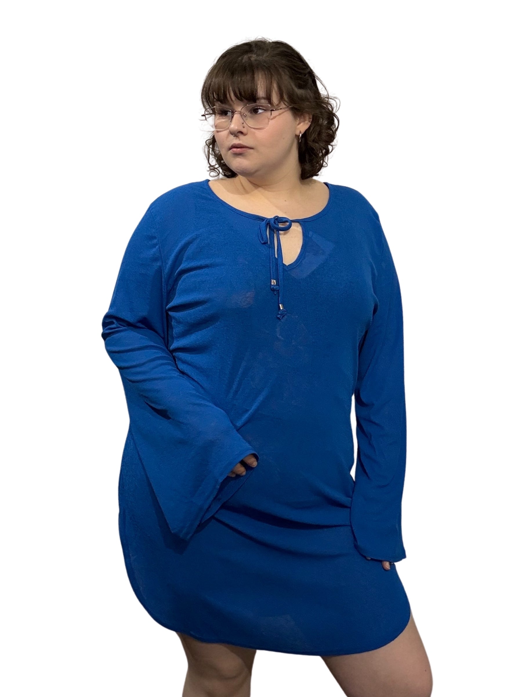 Cache Maillot Tunique Sandbanks Manche Longue Taille Plus (Bleu Océan)